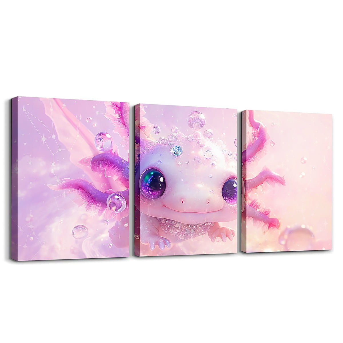 Erosebridal Pink Axolotl Canvas Wall Art for Living Room Bedroom 12"x16 ...