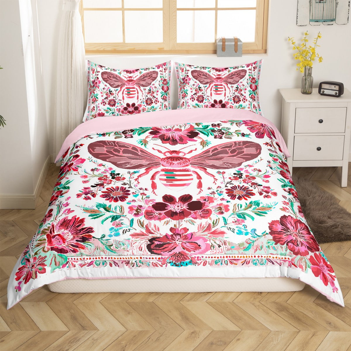 Erosebridal Pink Bee Bedding Sets Full Size, Tribal Rustic Comforter ...