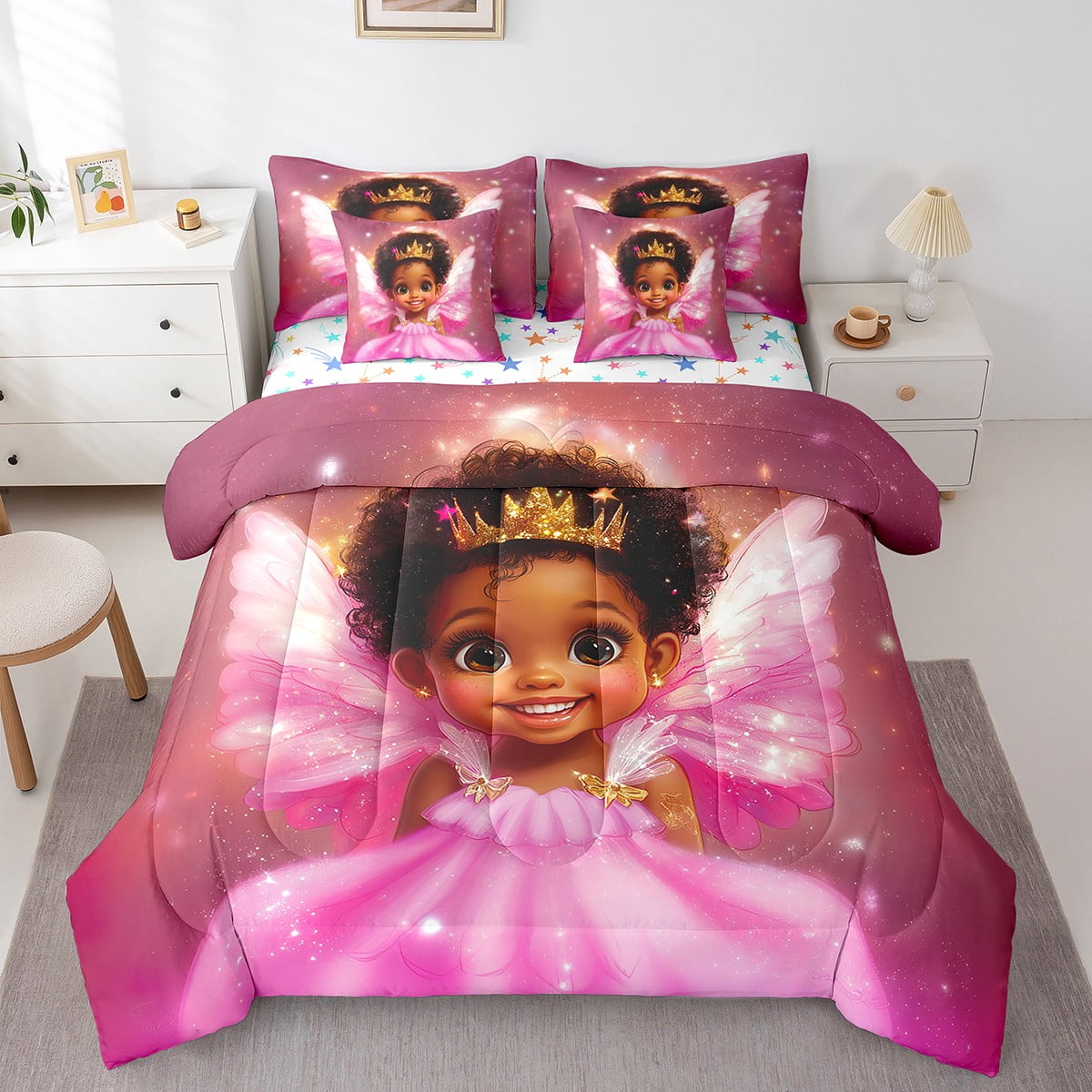 Erosebridal Pink Black Bedding Sets Queen Size , Princess Style ...
