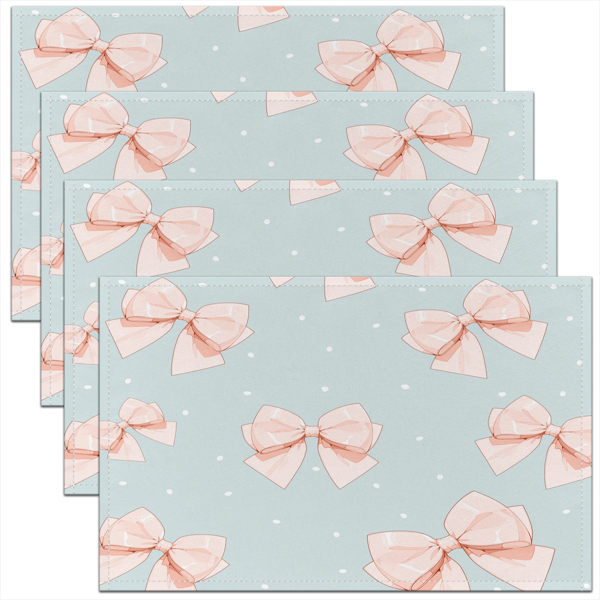 Erosebridal Pink Bow Placemats Set of 4,Cartoon Polka Dots Table Mats ...