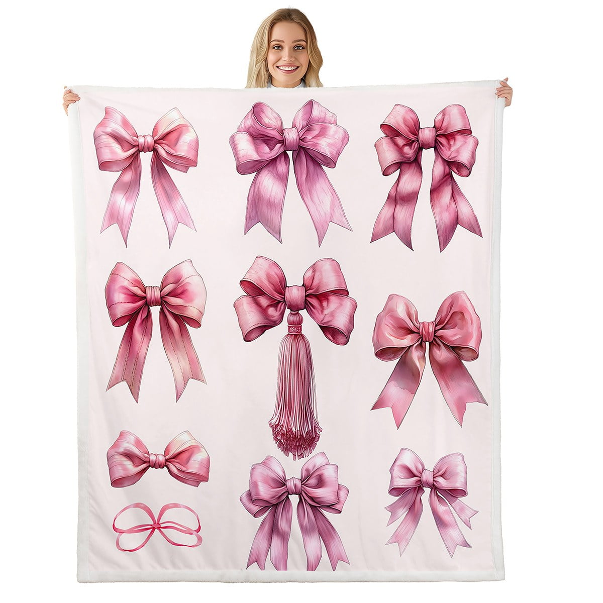 Erosebridal Pink Bow Throw Blanket for Couch 60x80, Princess Style ...
