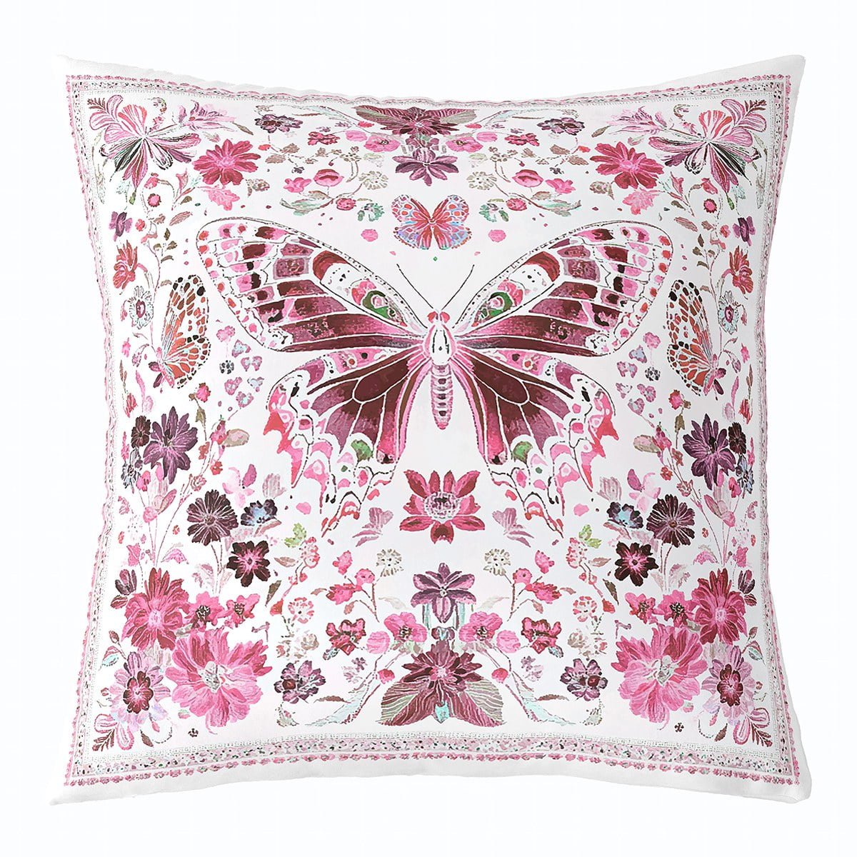Erosebridal Pink Butterfly Cushion Covers for Sofa, Countryside Flower ...