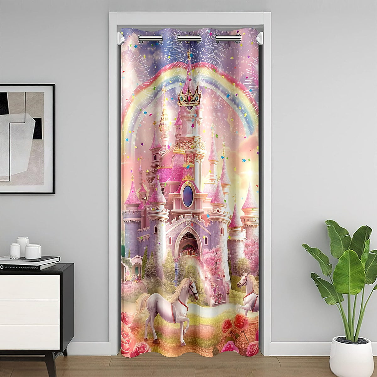 Erosebridal Pink Castle Door Curtain Panel 42x80, Dreamy Princess Door ...