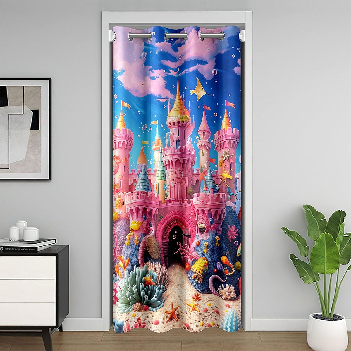 Erosebridal Pink Castle Door Curtain Panel 42x80,Underwater World Room ...