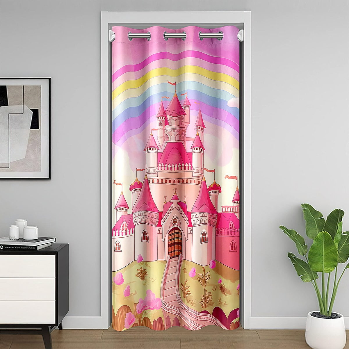 Erosebridal Pink Castle Door Curtain Panel 42x84, Dreamy Princess Room ...