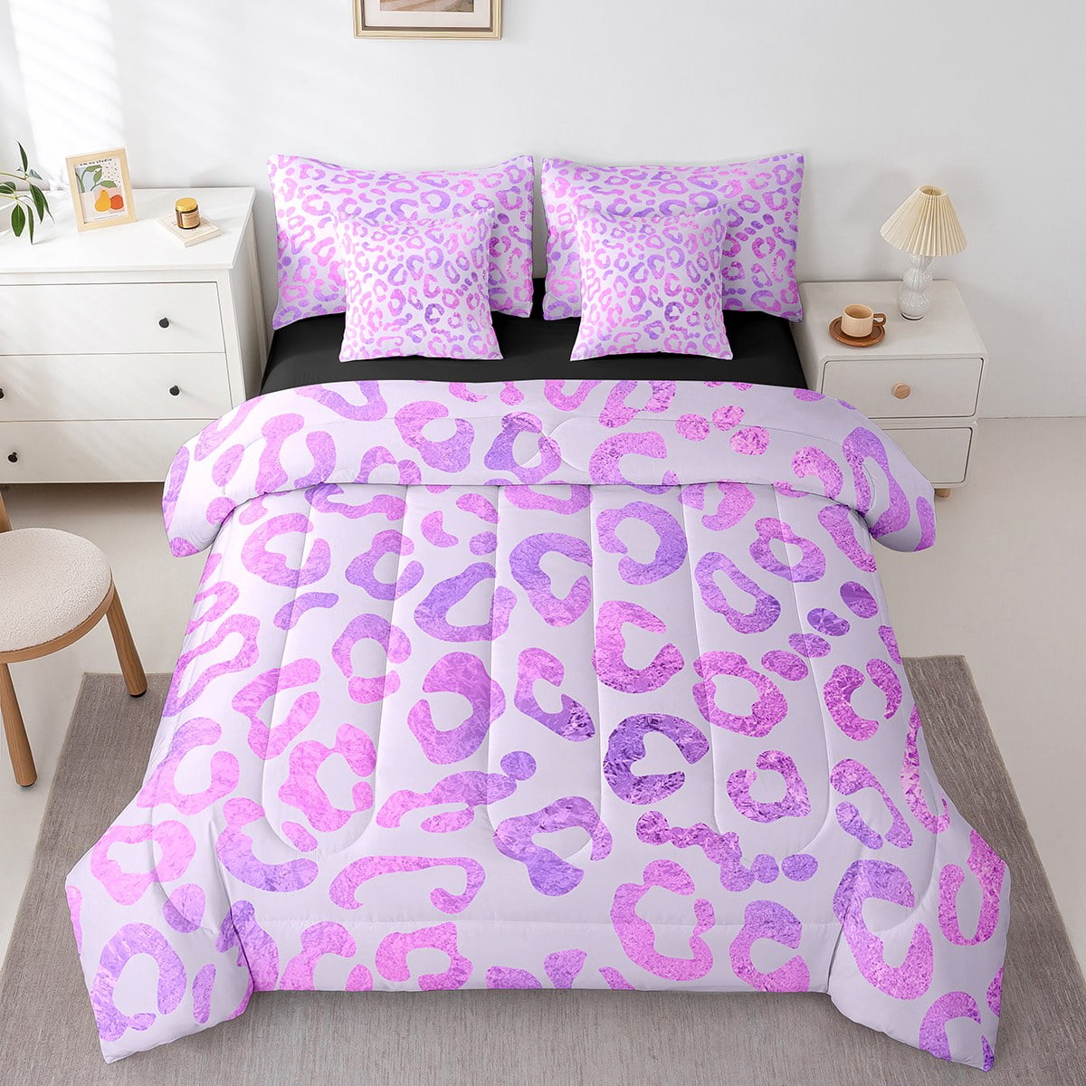 Erosebridal Pink Cheetah Print Bedding Queen Size, Ombre Leopard Print ...