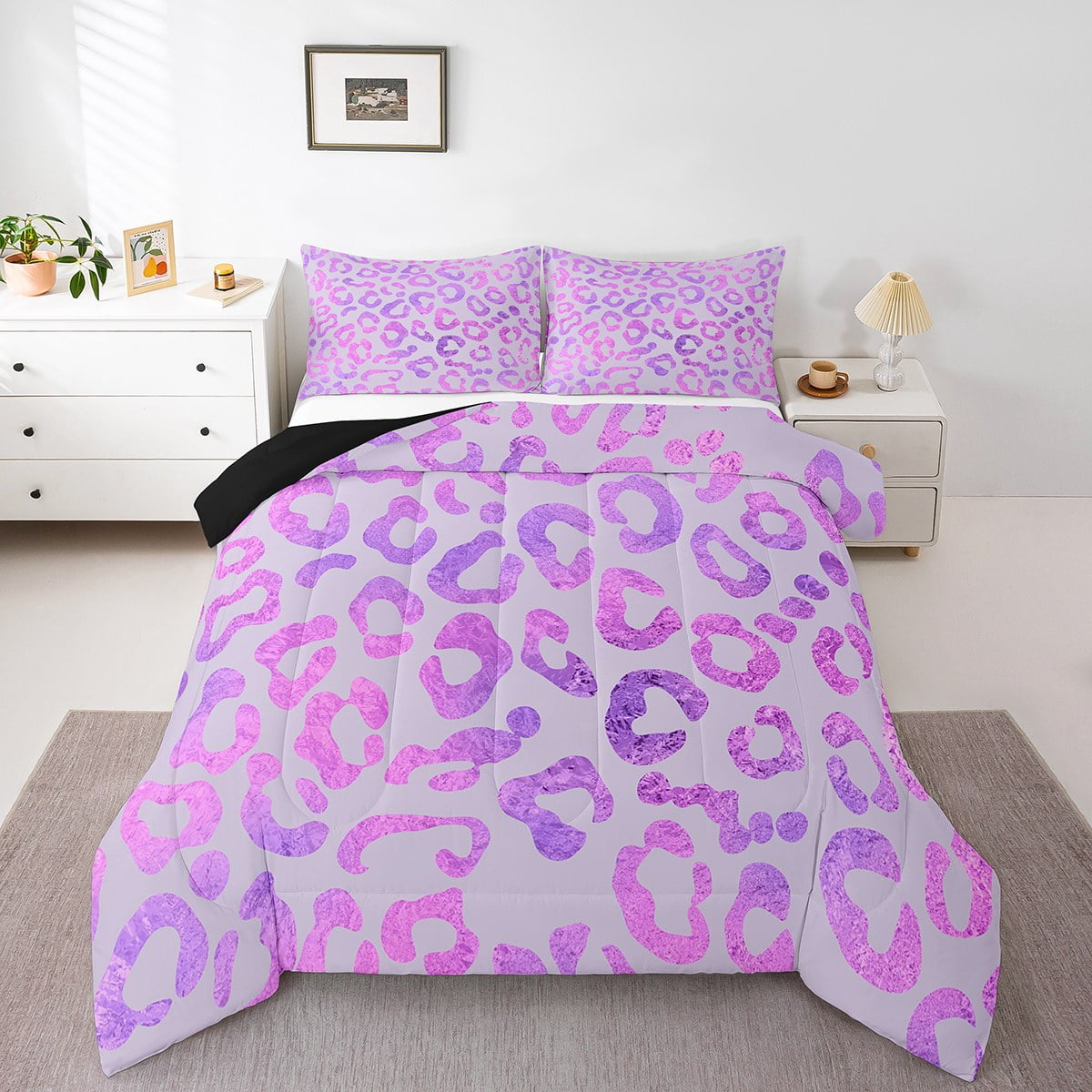 Erosebridal Pink Cheetah Print Comforter Sets Full Size, Ombre Leopard ...
