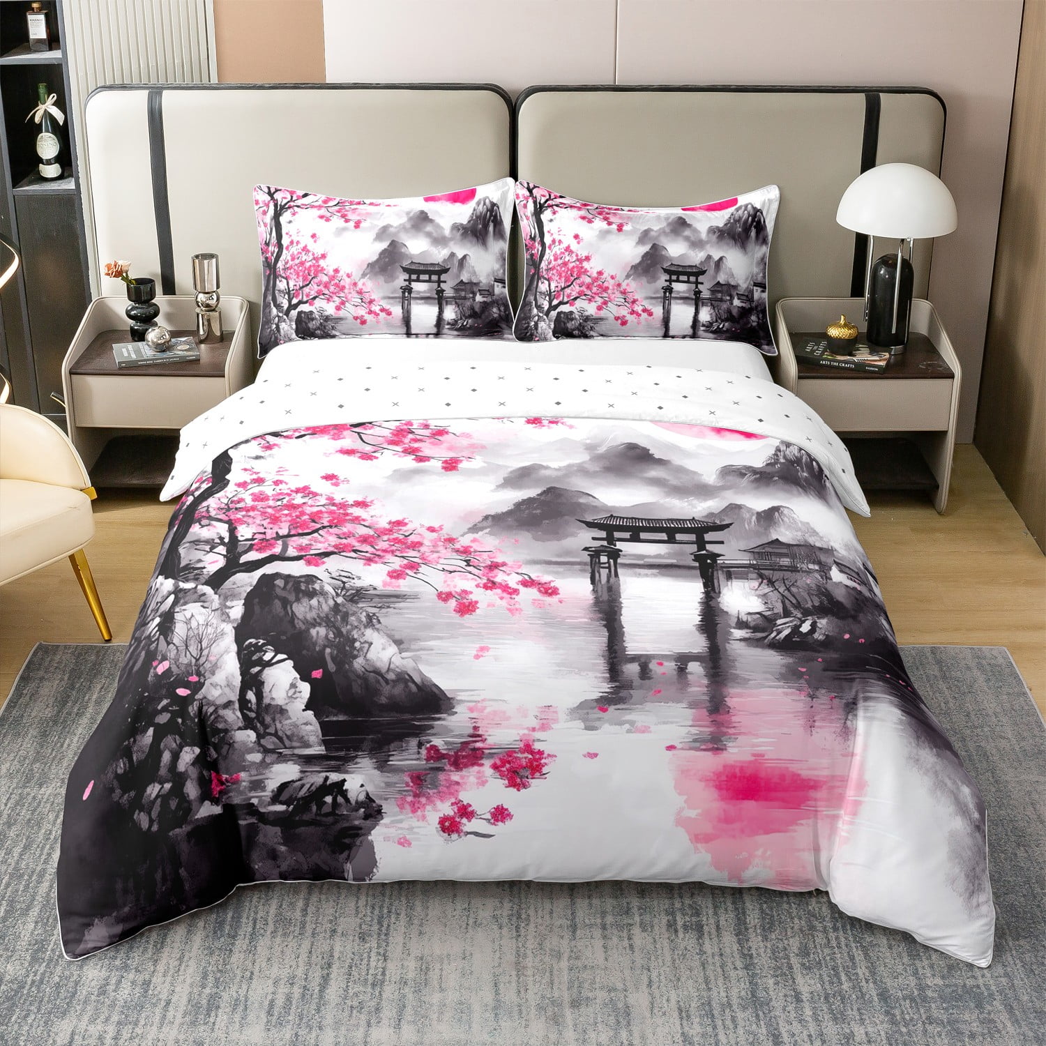 Erosebridal Pink Cherry Blossoms 100% Cotton Comforter Cover Twin ...