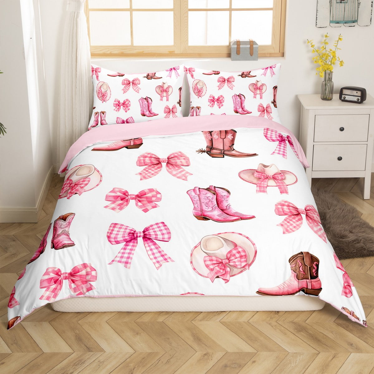 Erosebridal Pink Cowgirl Bedding Set Full Size,West Bowknot Comforter ...