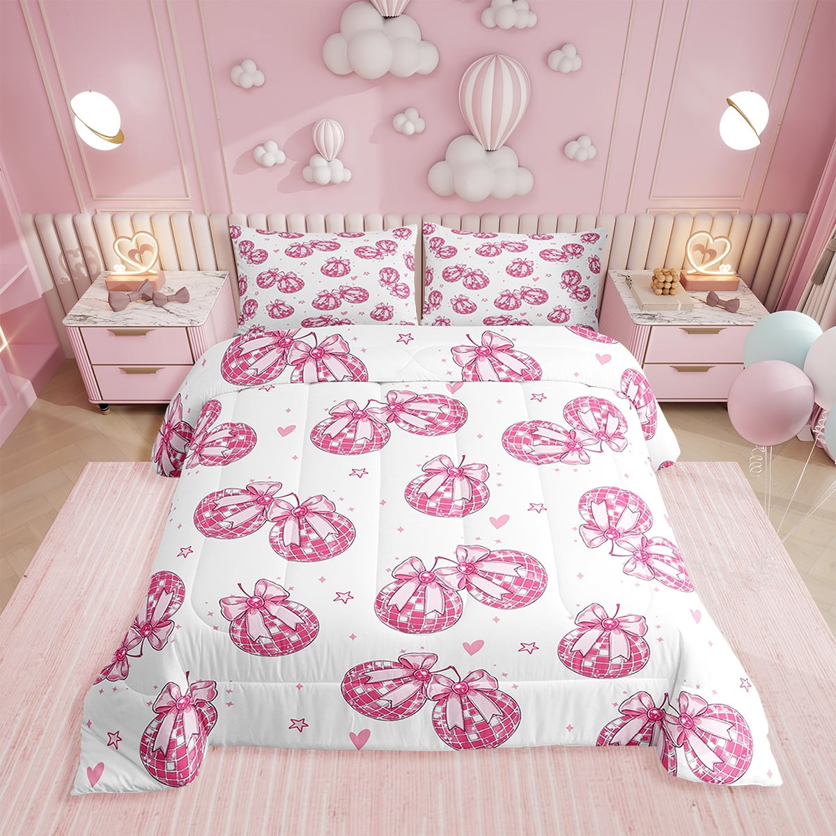 Erosebridal Pink Disco Ball Bedding Set Twin Cowgirl Bow Tie Bedding ...