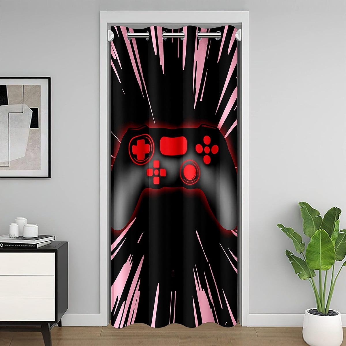 Erosebridal Pink Gamepads Door Curtain For Door Window 80"x34 ...