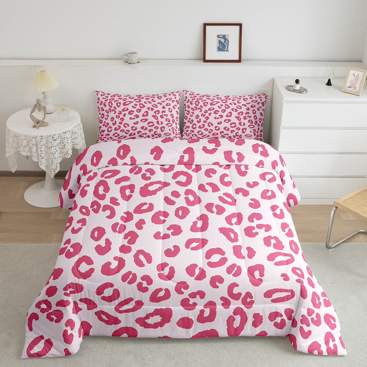 Erosebridal Pink Leopard Print Bedding Sets Full with Comforter ...