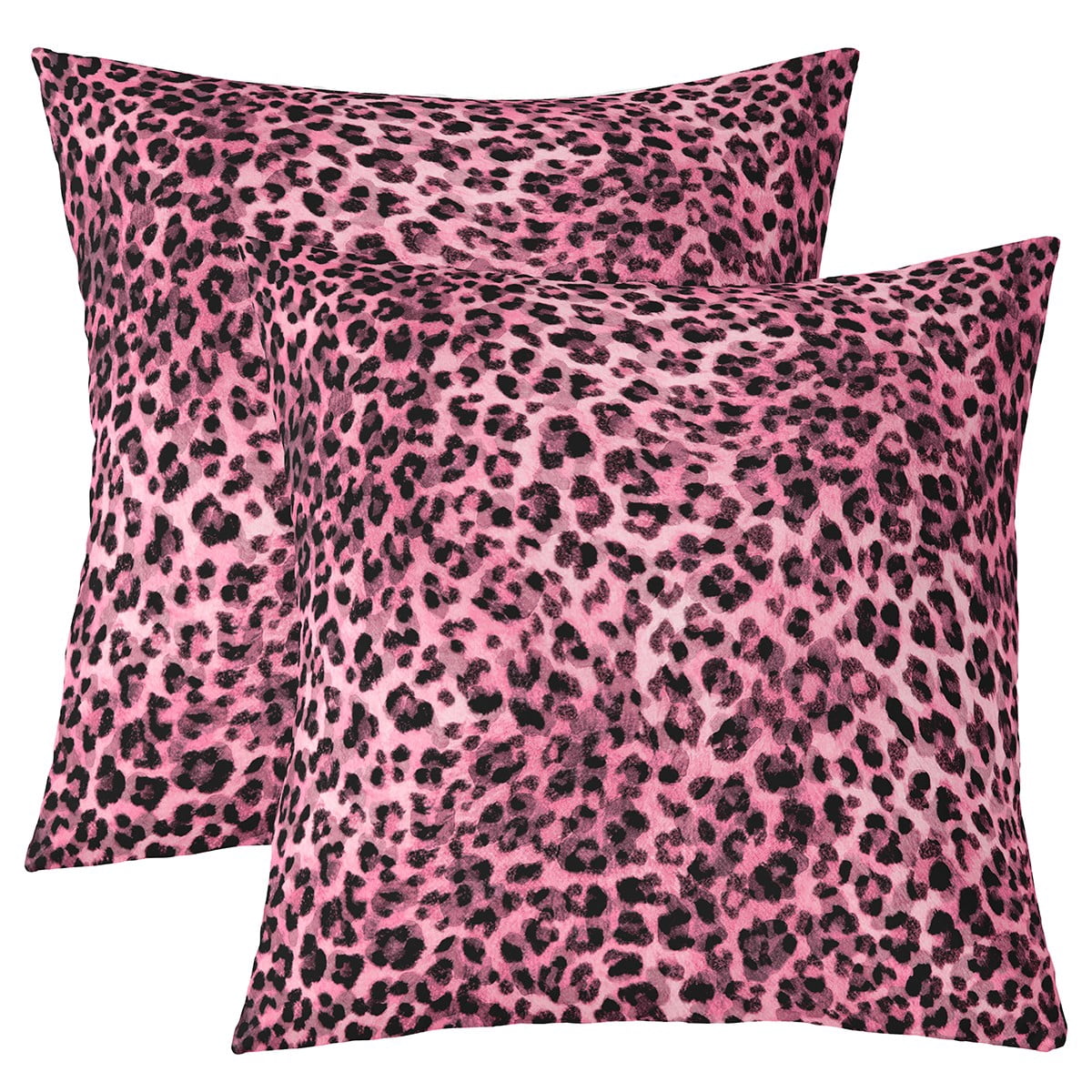 Erosebridal Pink Leopard Print Pillow Cases Set of 2, Cheetah Cushion ...