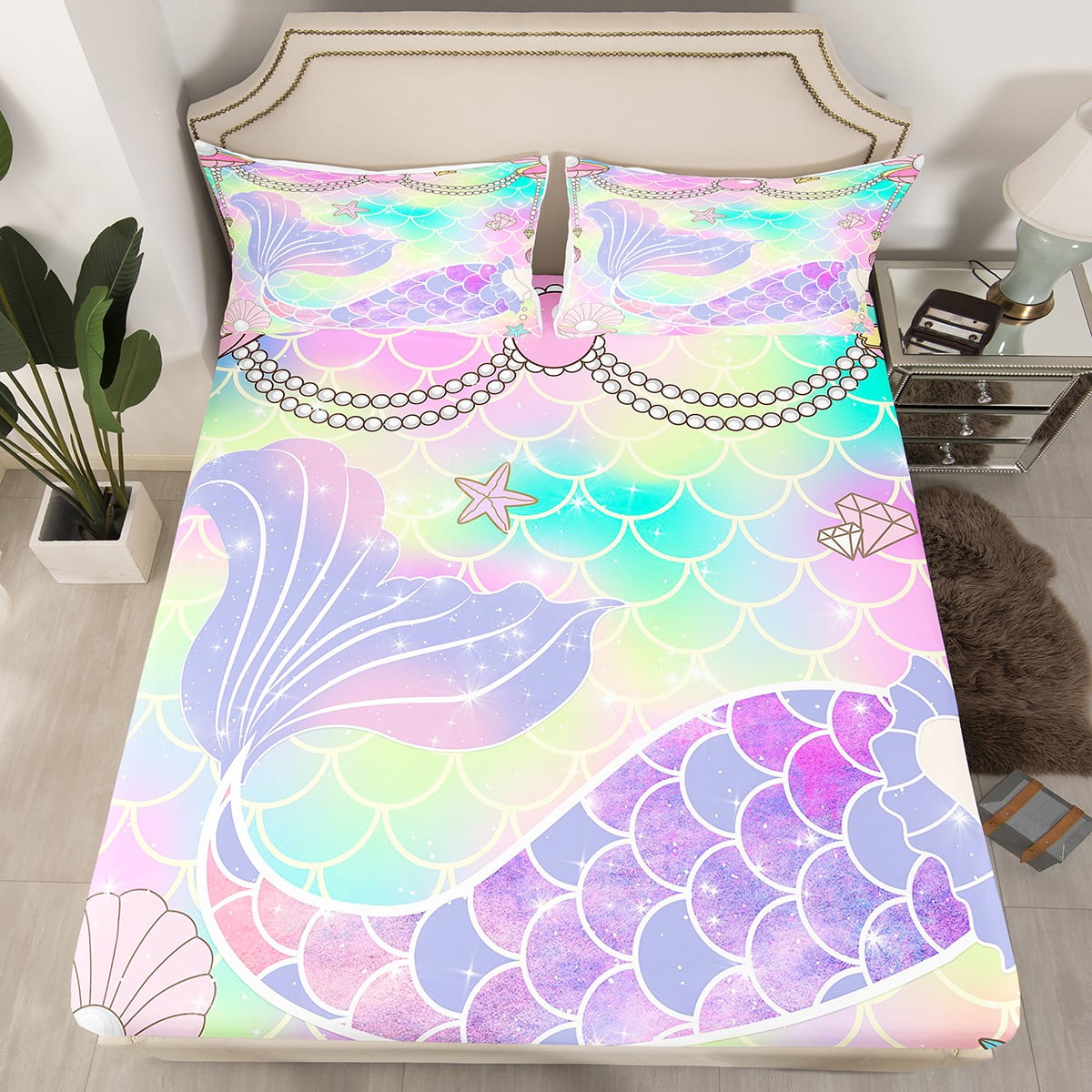 Erosebridal Pink Mermaid Twin Size Bedding Set , Mermaid Bed Sheets ...