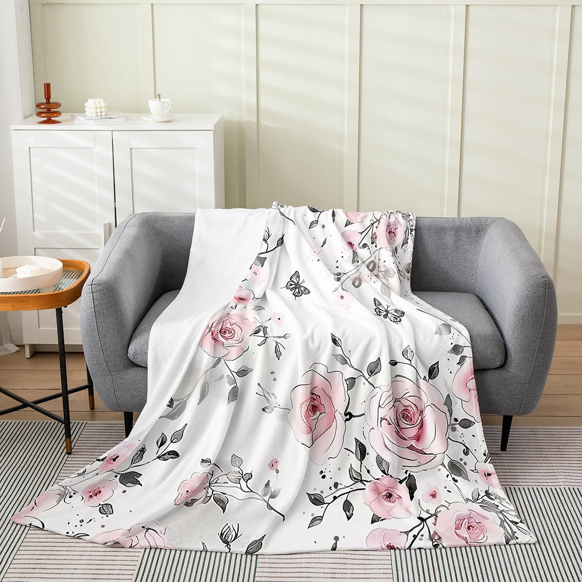 Erosebridal Pink Rose Blanket Throw 50x60 Women Lady,Romantic Rose ...