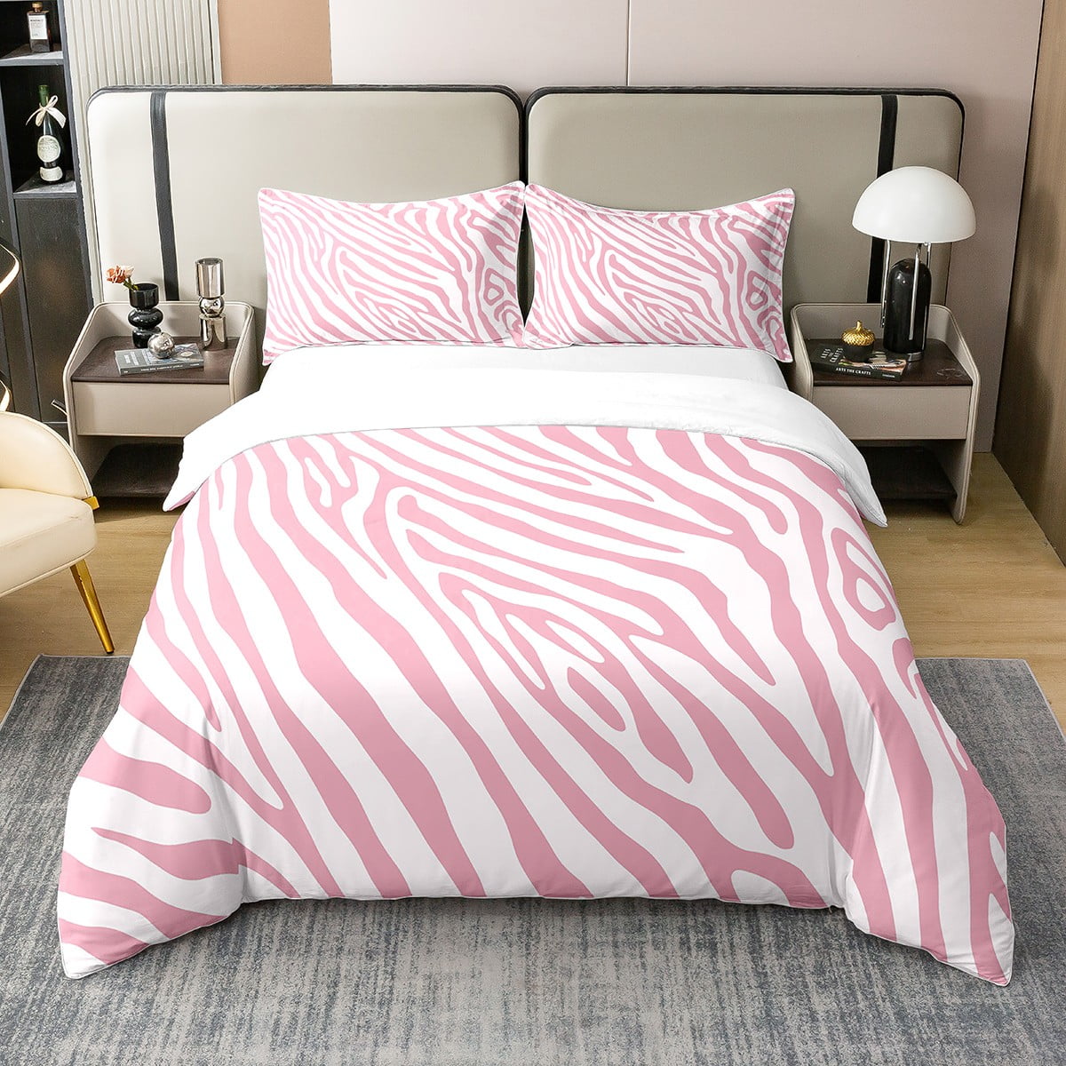 Erosebridal Pink Zebra Print 100% Cotton Duvet Cover Full Size, Dreamy ...