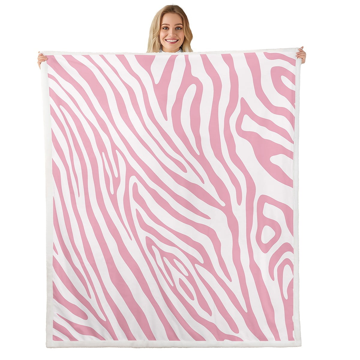 Erosebridal Pink Zebra Print Fleece Blanket, Dreamy Animal Sherpa Throw ...