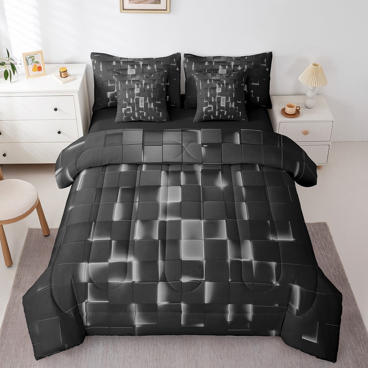 Erosebridal Plaid Buffalo Bedding Queen Size,Geometric Check Comforter ...