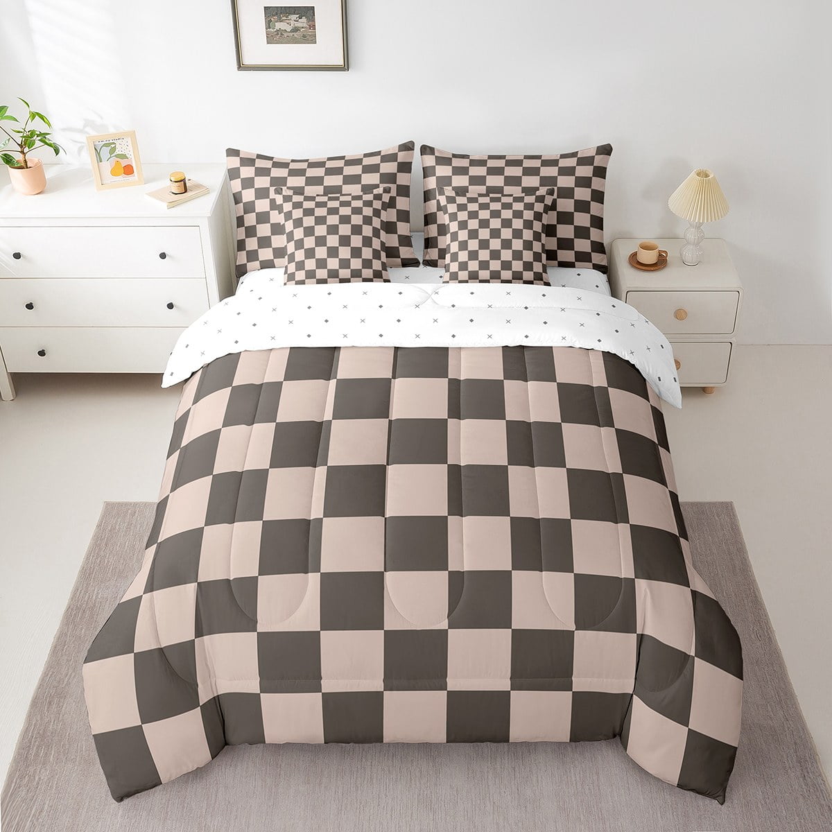 Erosebridal Plaid Checkered Bedding Full Size, Farmhouse Gingham Bed in ...