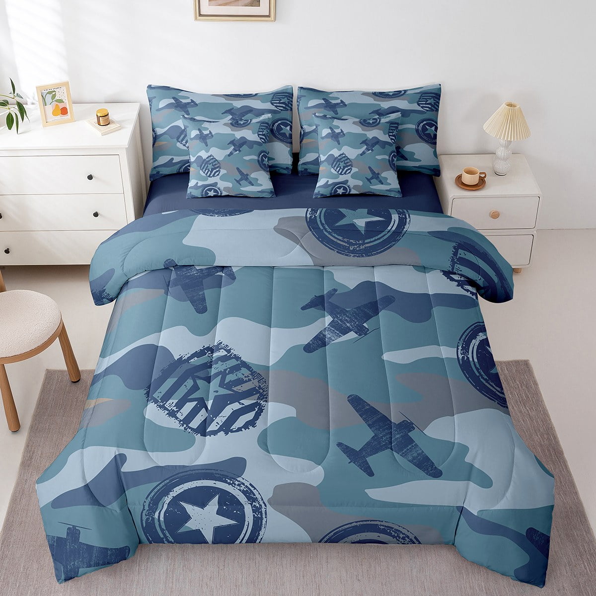 Erosebridal Plane Aircraft Bedding Queen Size,Camouflage Bedding Sets ...