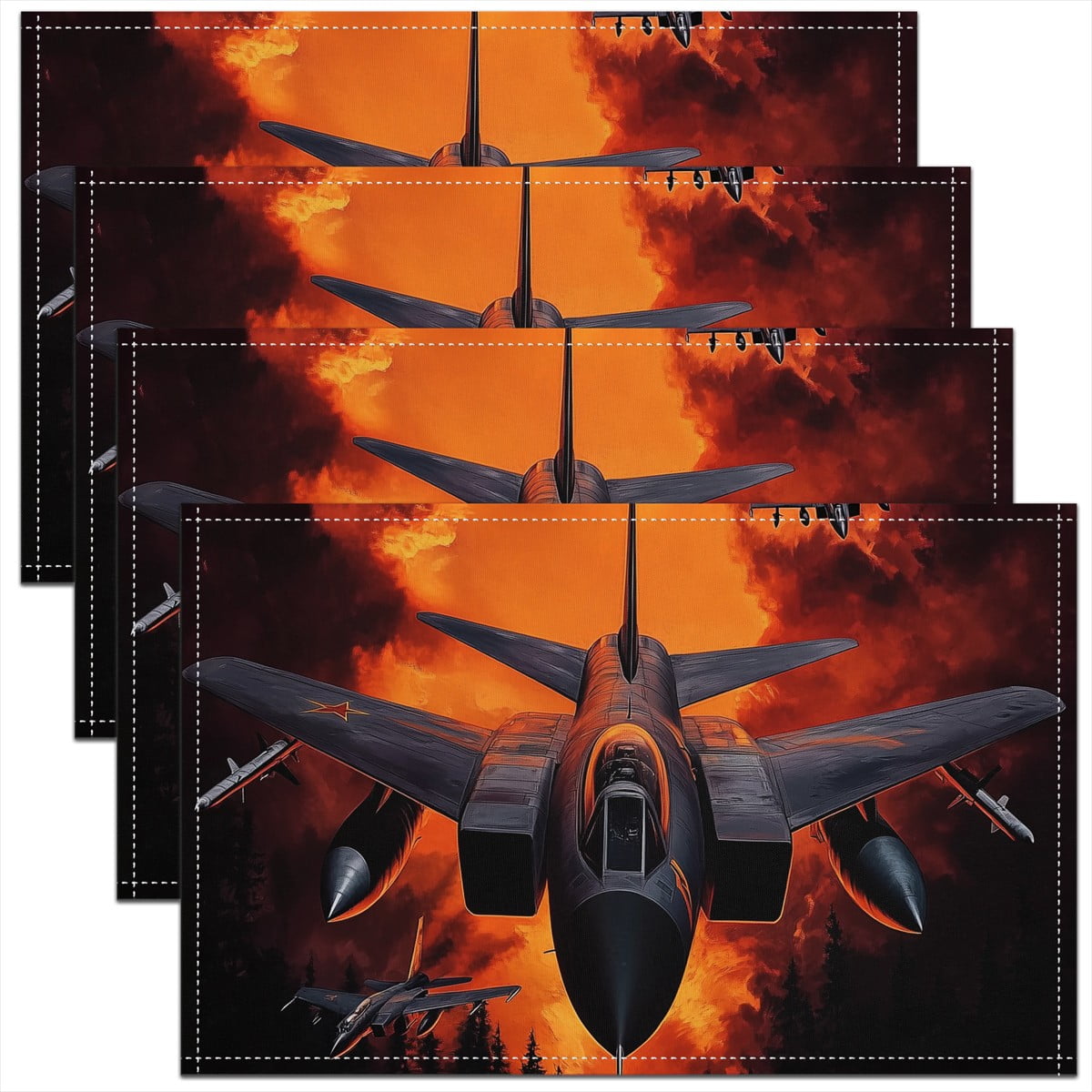 Erosebridal Plane Airplane Placemats Set of 4 12"x18",Military Jet ...