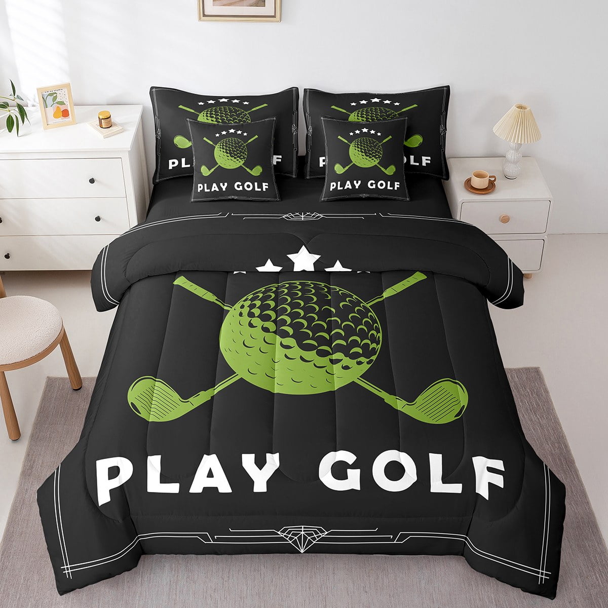 Erosebridal Play Golf Print Bedding Sets King Size, Ball Game Comforter ...