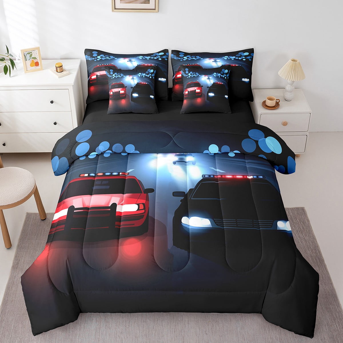 Erosebridal Police Car Bed in a Bag Full size, Cartoon Vehicle Bed Set ...