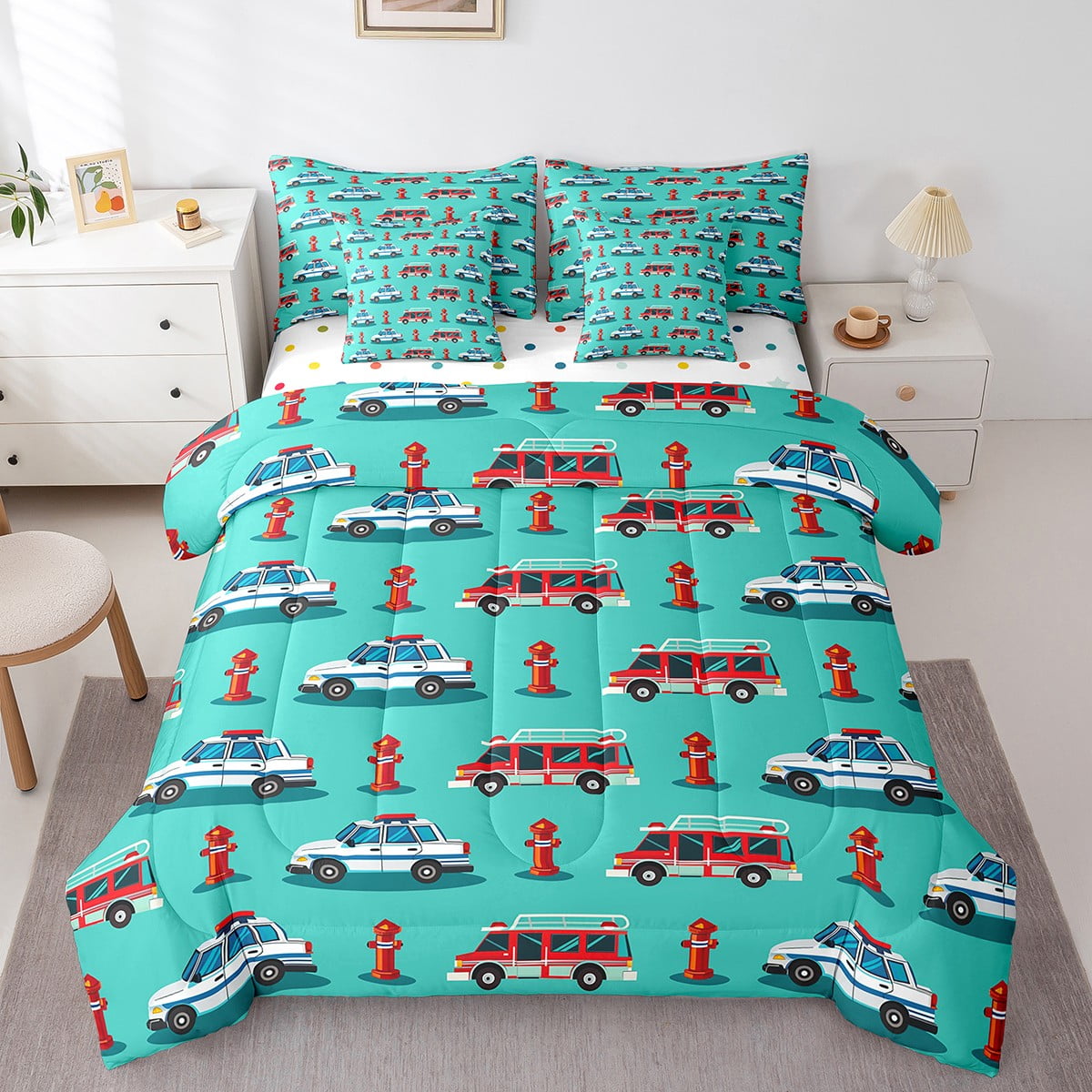 Erosebridal Police Car Bedding Full Size, Fireman Truck Bed in a Bag ...