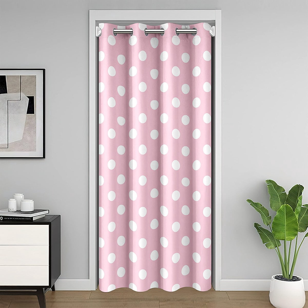 Erosebridal Polka Dots Door Curtain For Door Window 34x80, Pink White ...