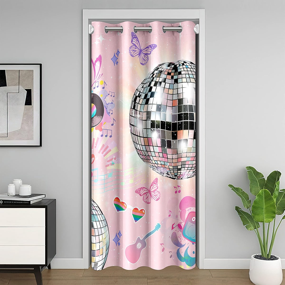 Erosebridal Pop Music Door Curtain For Doorways, Glitter Disco Ball ...