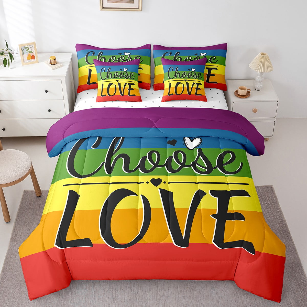 Erosebridal Pride Theme Bedding Twin Size, Rainbow Bedding Accessories ...