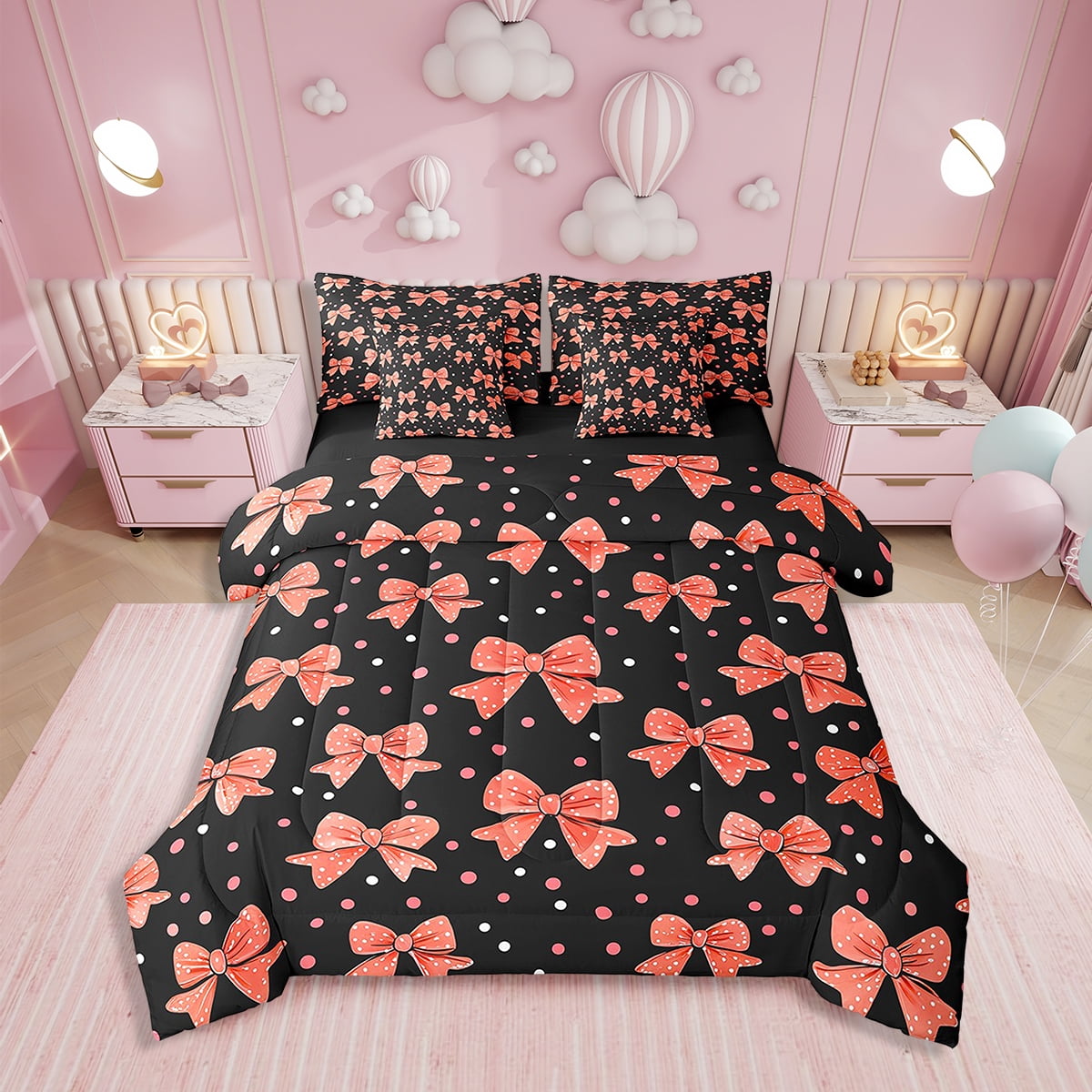 Erosebridal Princess Bow Bedding Twin Size, Dreamy Bow Tie Bed in a Bag ...