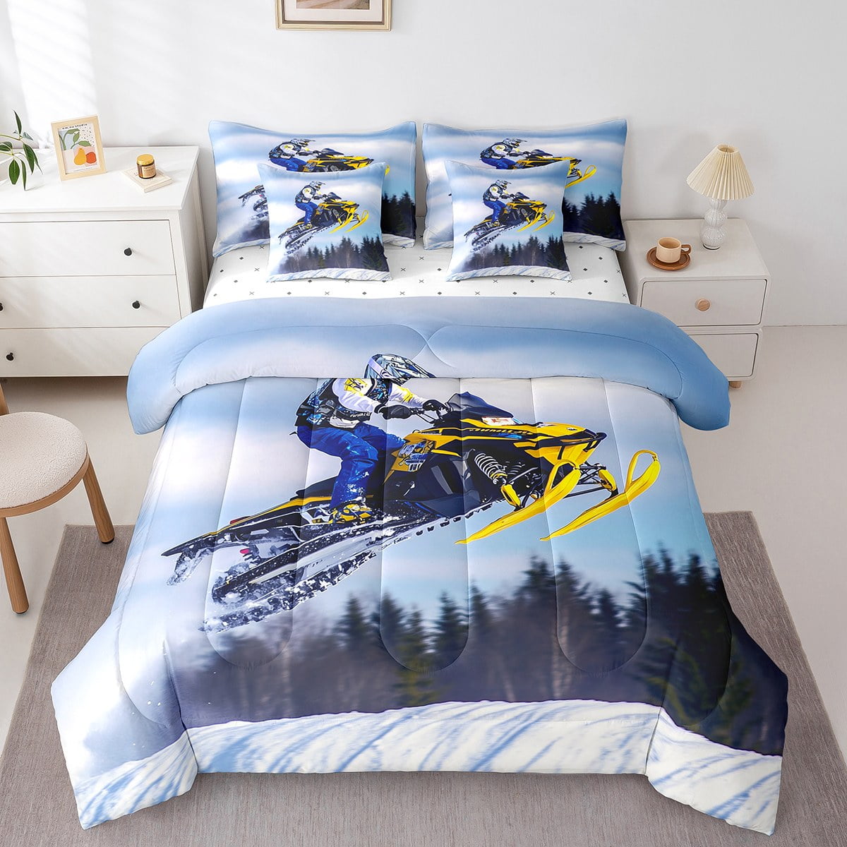 Erosebridal Teen Snowmobile Bed in a Bag Full size,Snow Mountain Bed ...