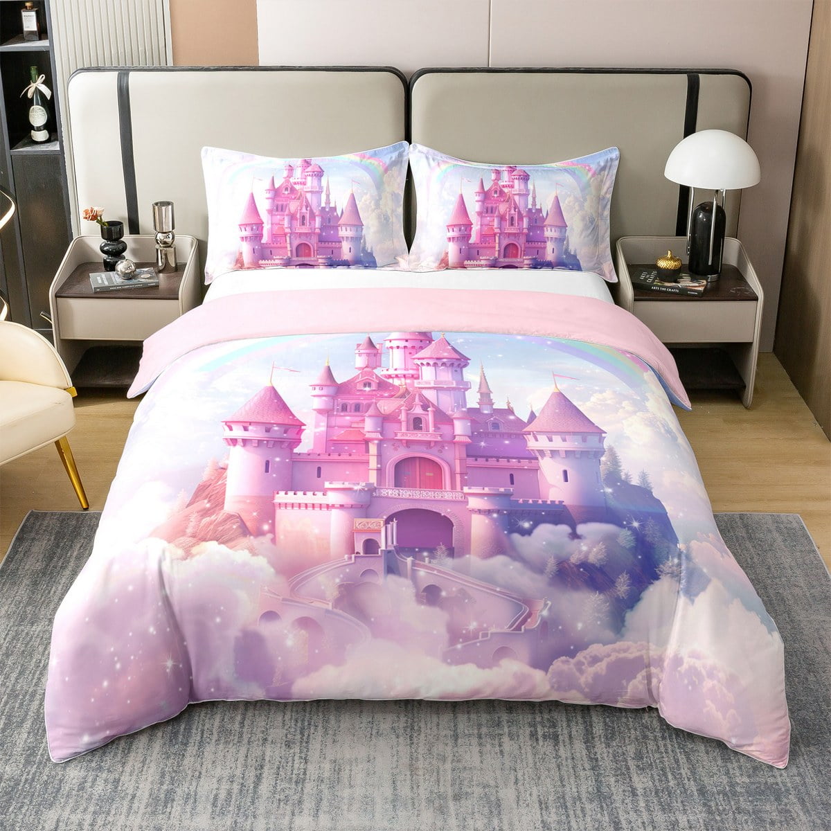Erosebridal Princess Castle 100% Cotton Duvet Cover Queen Size, Dreamy ...