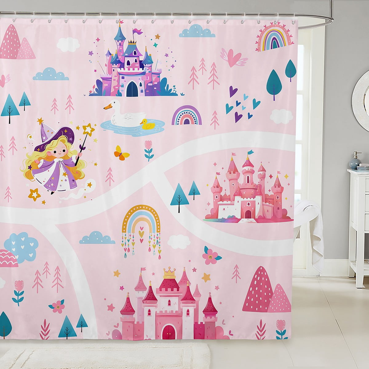 Erosebridal Princess Castle Bathroom Curtain 72x78, Elf Fairy Shower ...
