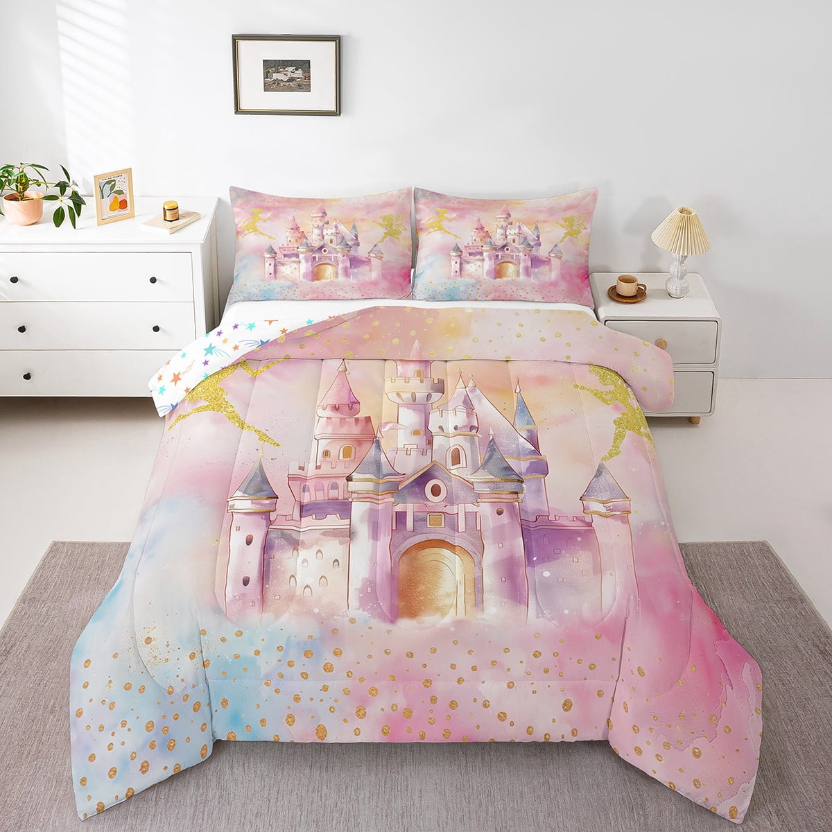Erosebridal Princess Castle Comforter Sets Queen Size,Fairy Elf Bedding ...