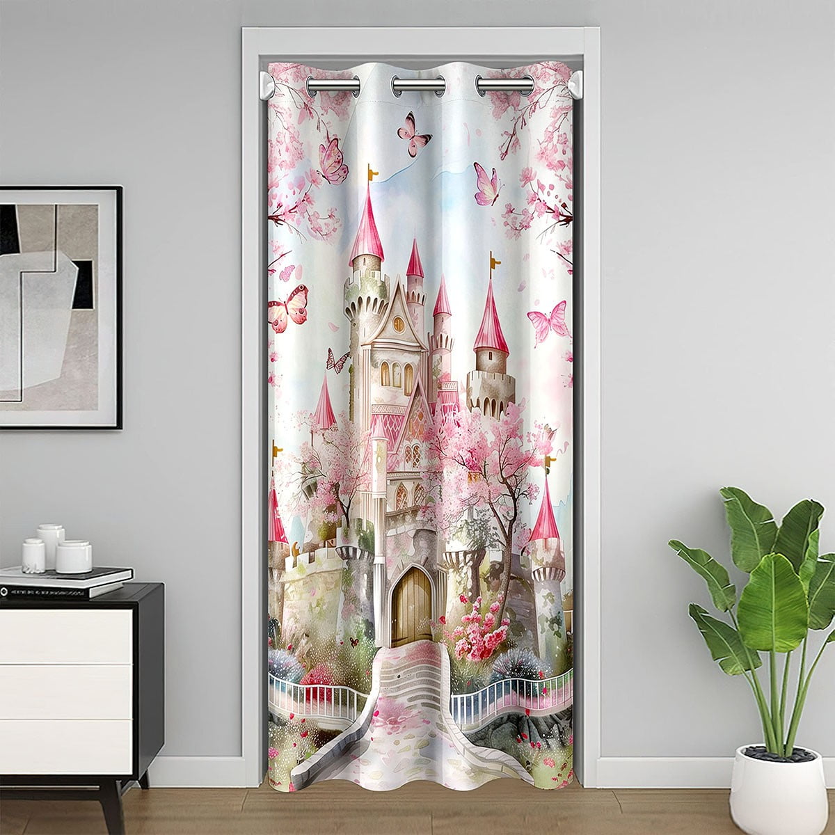 Erosebridal Princess Castle Door Curtain Panel 52x84,Pink Butterfly ...