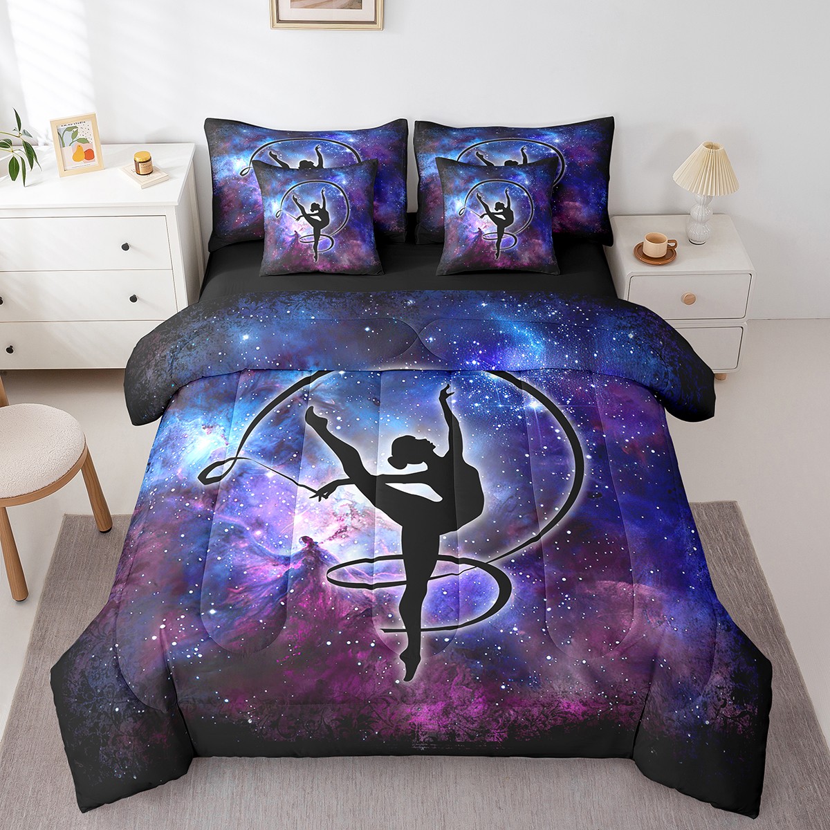 Erosebridal Princess Gymnastics Bedding Sets Queen Size, Starry Sky ...