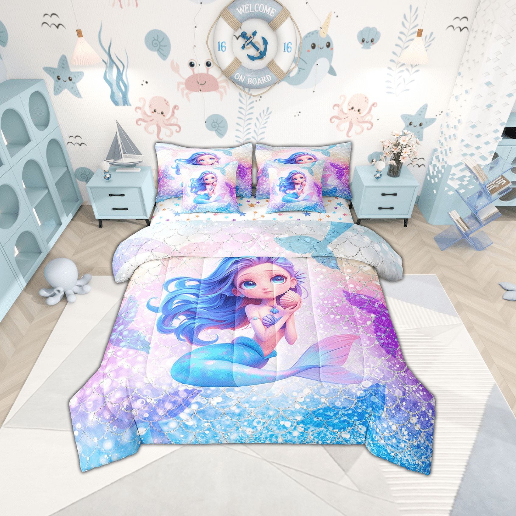 Erosebridal Princess Mermaid Bedding Twin Size , Bling Glitter Sequin ...
