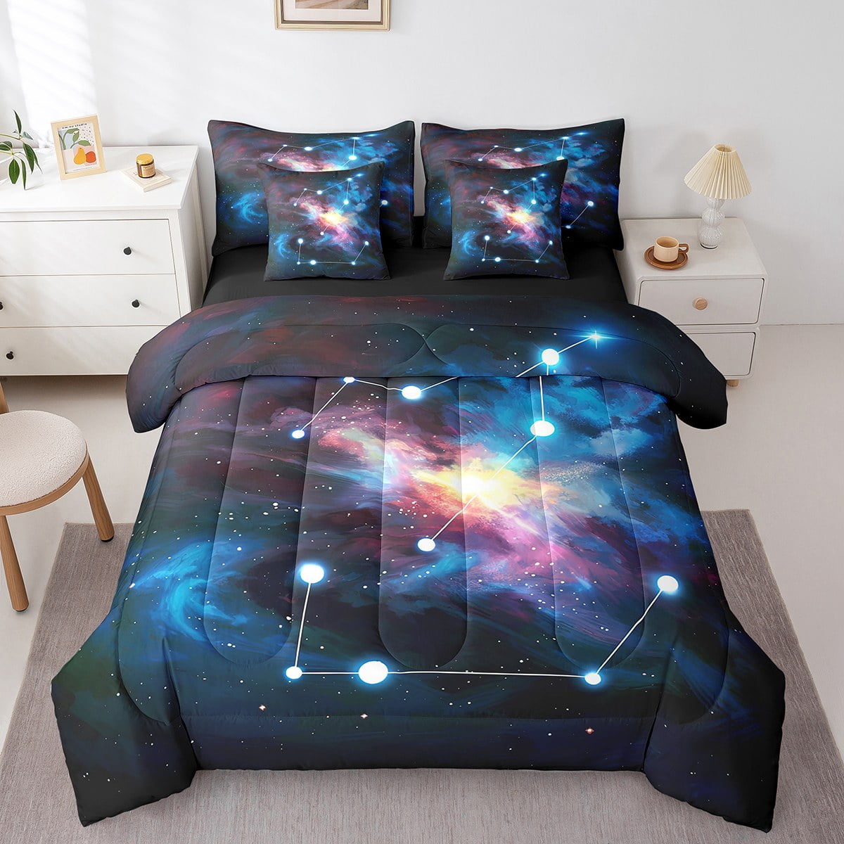Erosebridal Psychedelic Astrology Bedding Sets Twin Size, Glitter Stars ...