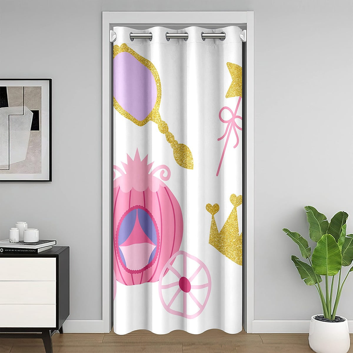 Erosebridal Pumpkin Cart Door Curtain Panel 52x84, Princess Crown Door ...
