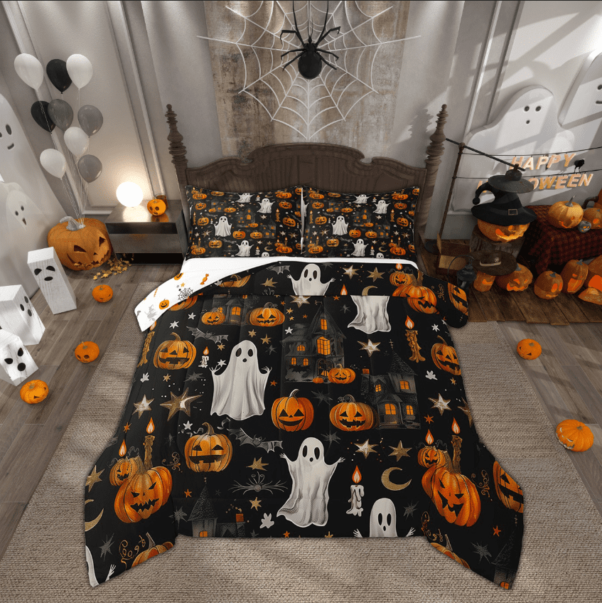 Erosebridal Pumpkin Halloween Bedding Twin Comforter Set, Spooky Ghost ...