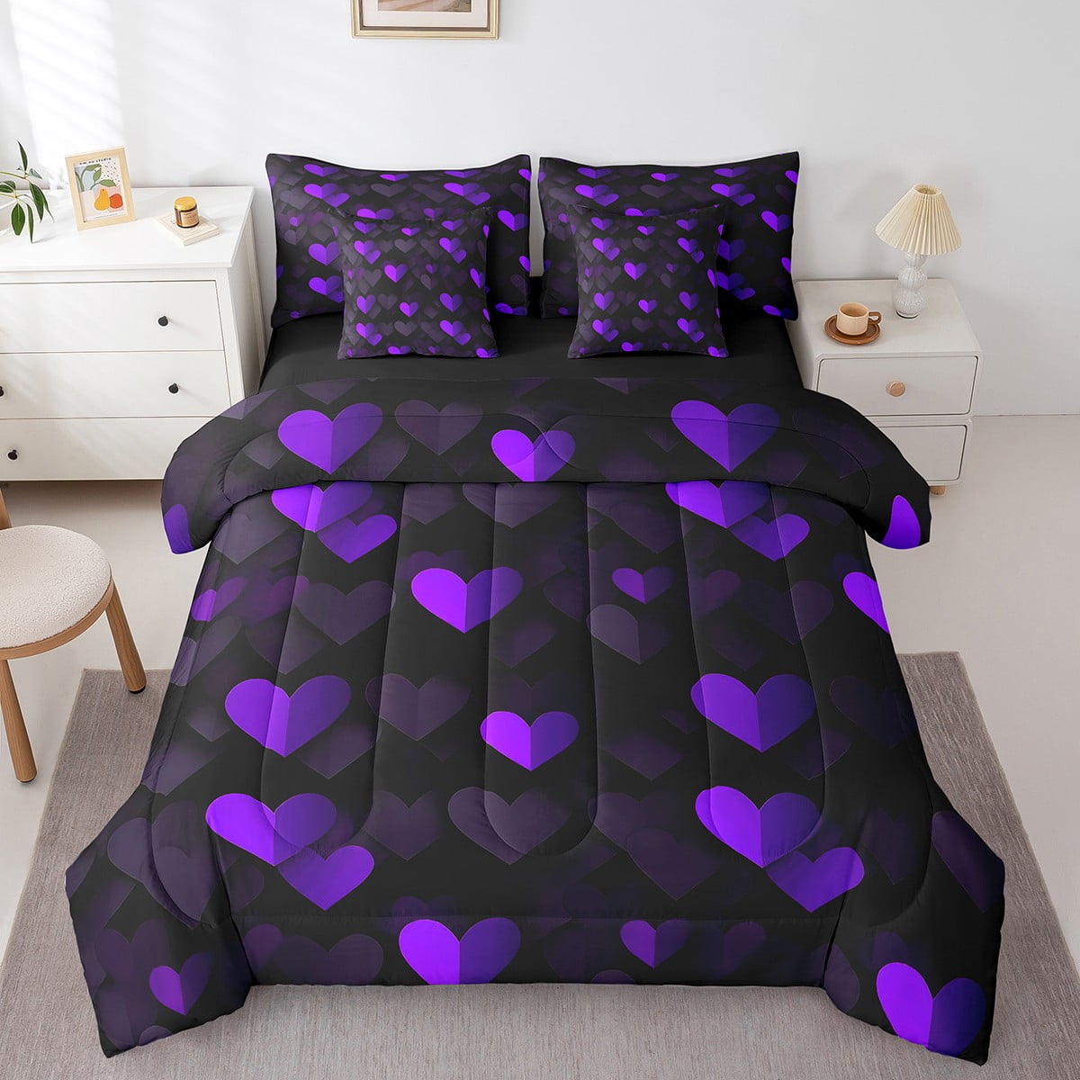 Purple And Black Bedding