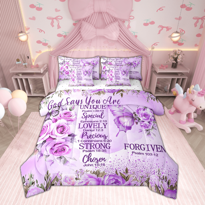 Erosebridal Purple Butterfly Bedding Sets Full Size, Inspirational ...