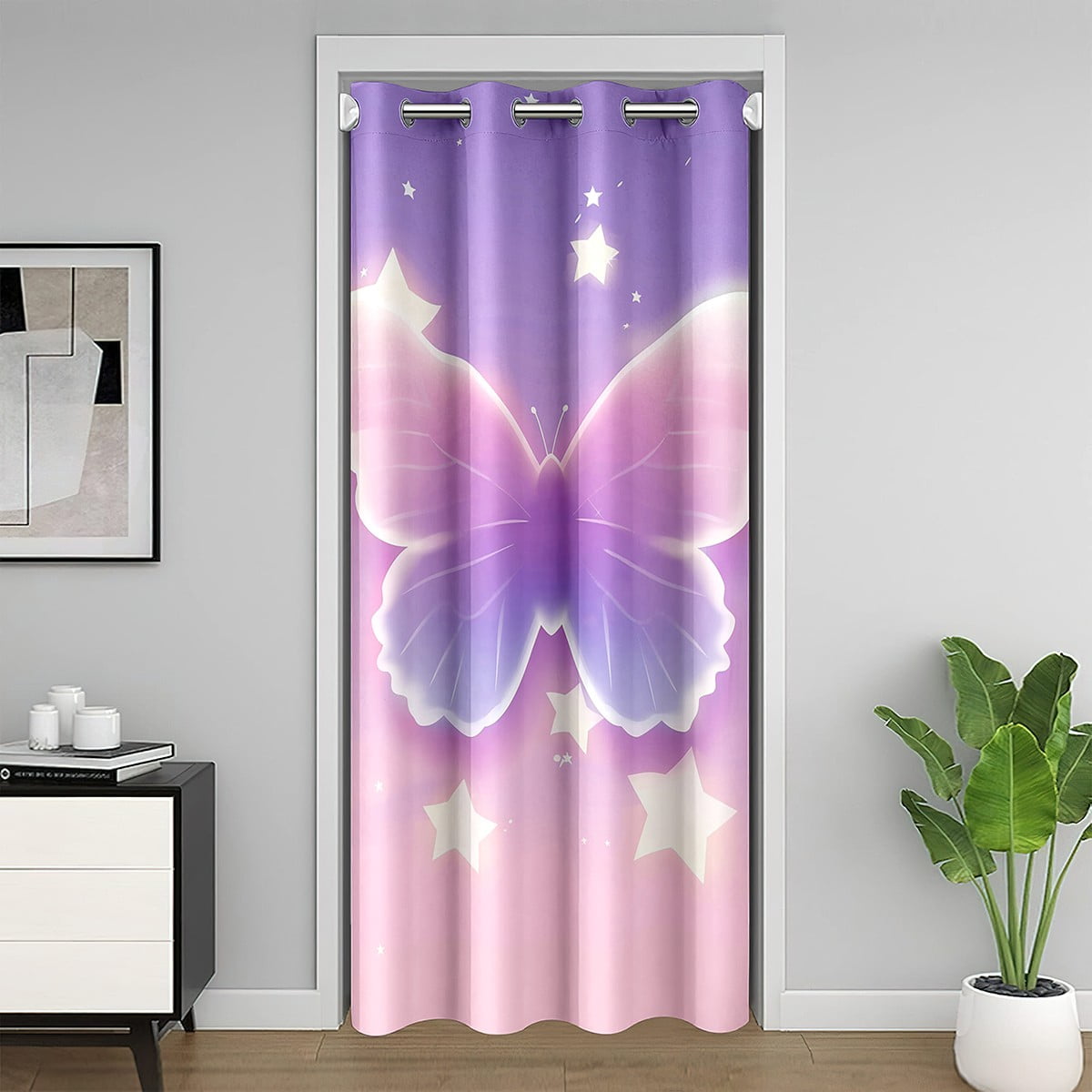 Erosebridal Purple Butterfly Door Curtain For Door Window 42x80 ...