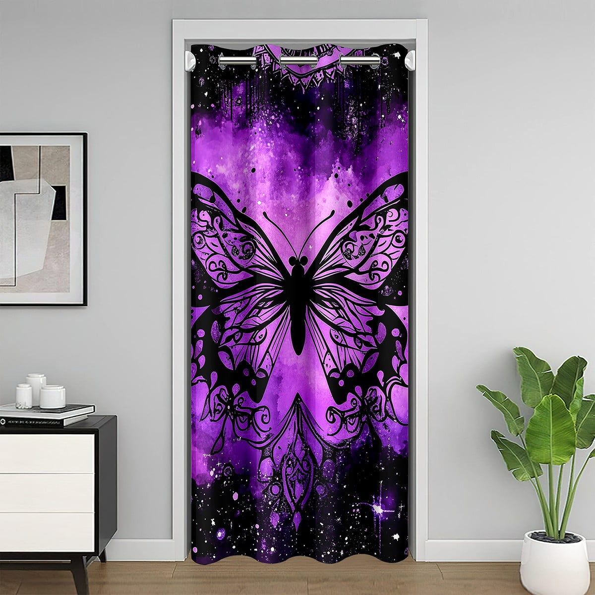 Erosebridal Purple Butterfly Door Curtain For Door Window 42x80 ...