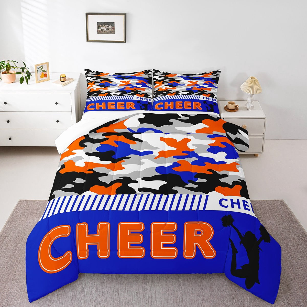 Erosebridal Purple Camo Bedding King Comforter Set,Cheerleading ...