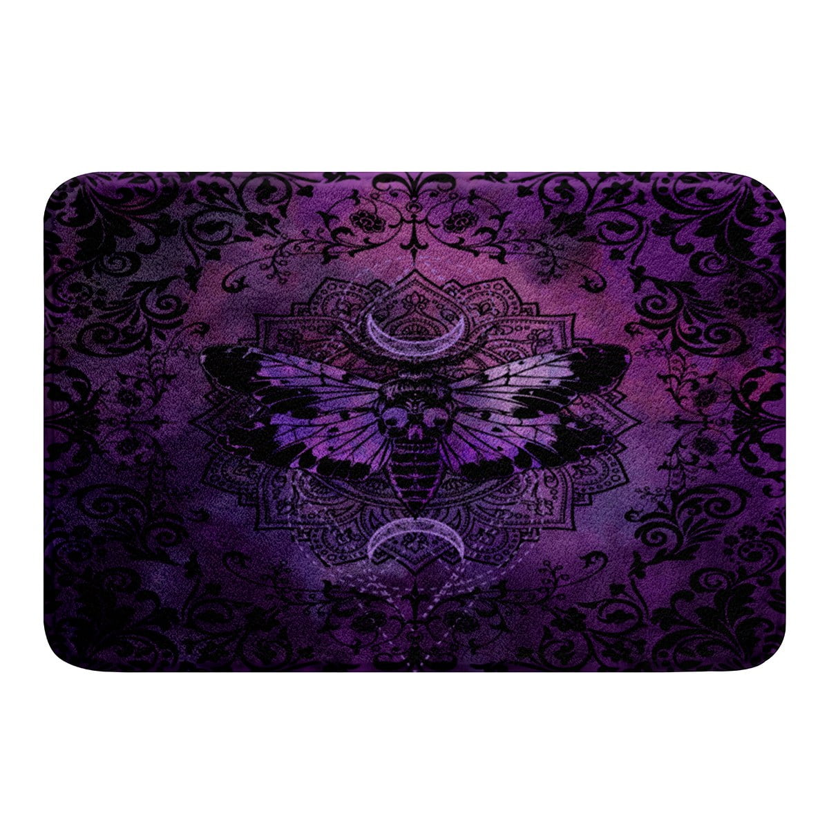 Erosebridal Purple Damask Bathroom Rugs 20x32, Hippie Moth Bathroom Mat ...