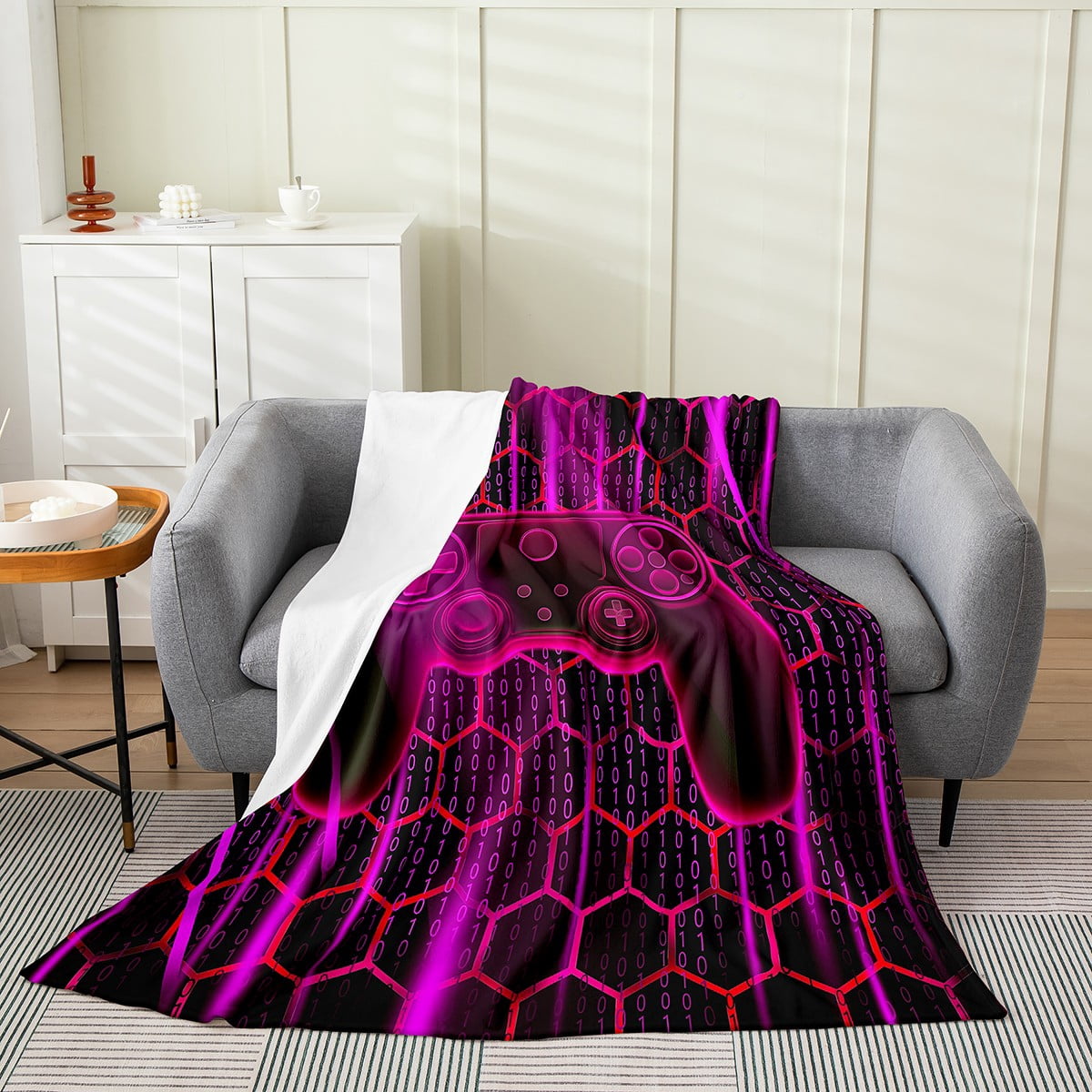 Erosebridal Purple Gamepad Print Throw Blanket for Couch 30x40 ...