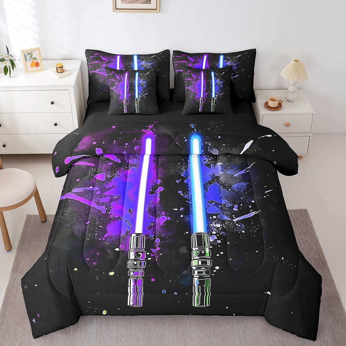 Erosebridal Purple Lightsaber Bed in a Bag Twin size, Games Light Sword ...